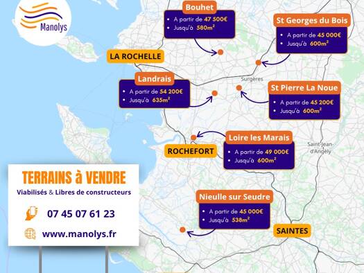 1 annonce terrains pas chers à vendre Virson 17290 à partir de 66 000 ...